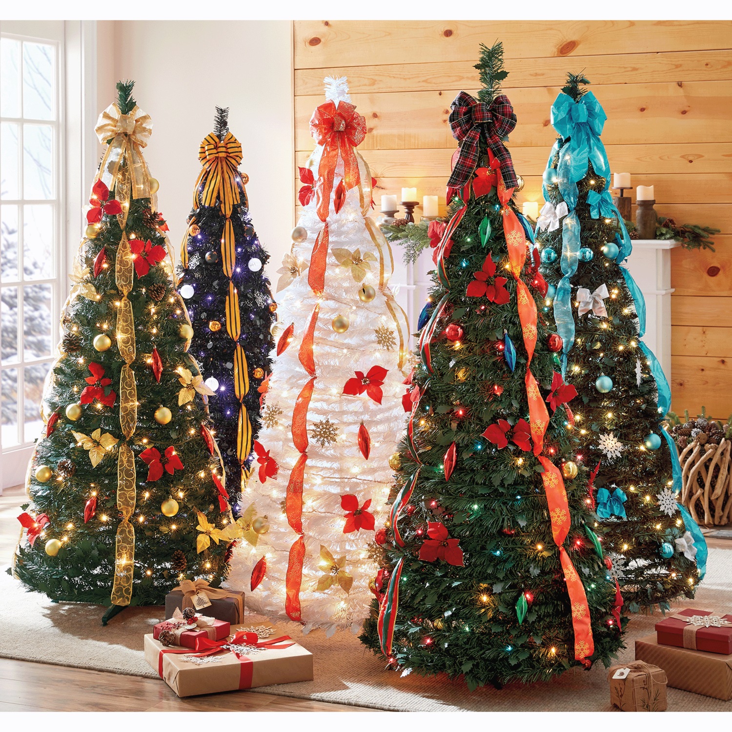 Holiday 6 Foot Pre Lit Pop Up Tree and 3 Poinsettia Pop Up Tree Ginny s