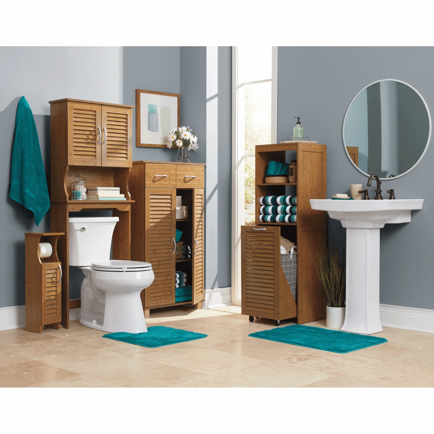 Bamboo-Finish Hamper Cabinet | Ginny's
