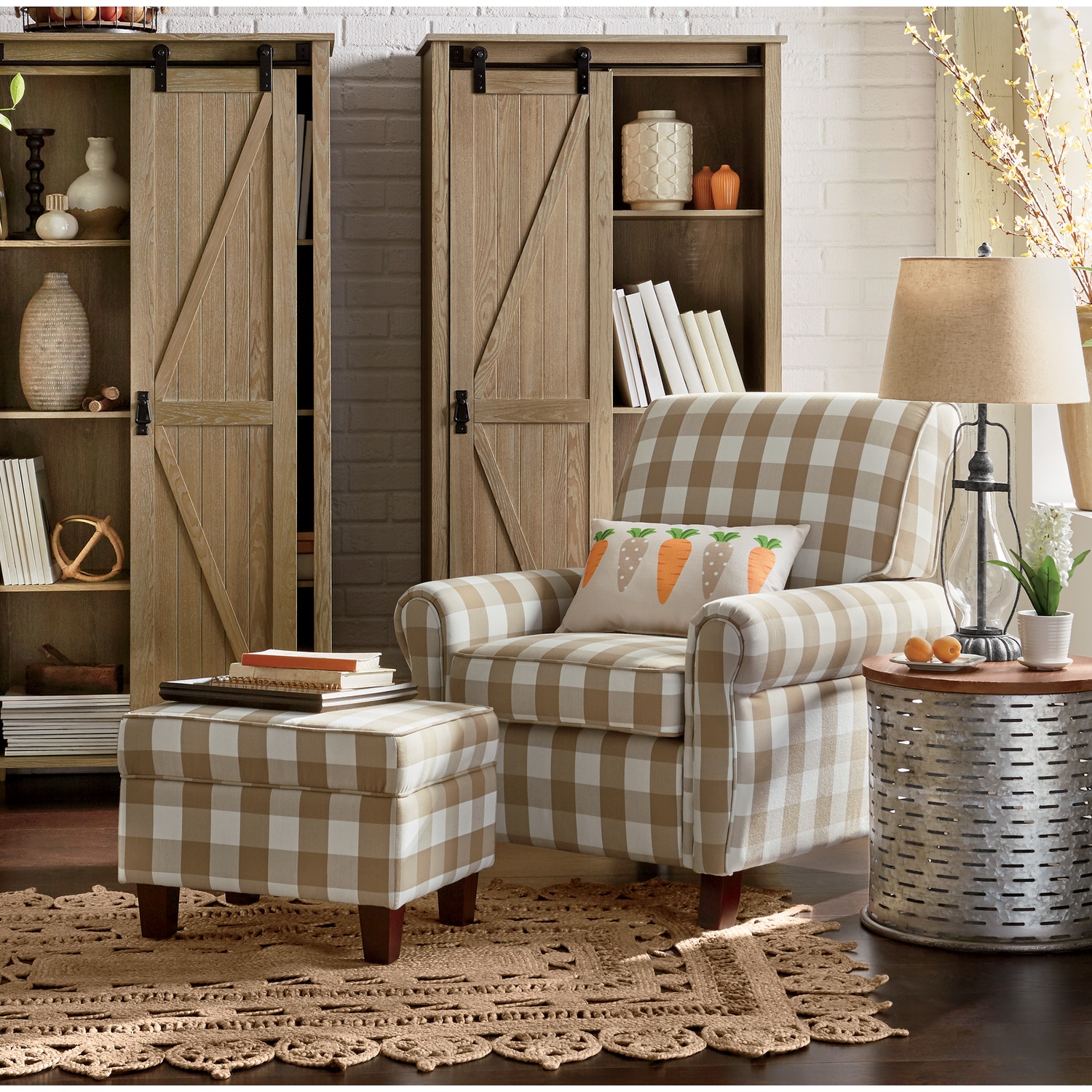 Buffalo Check Armchair and Ottoman | Ginny's