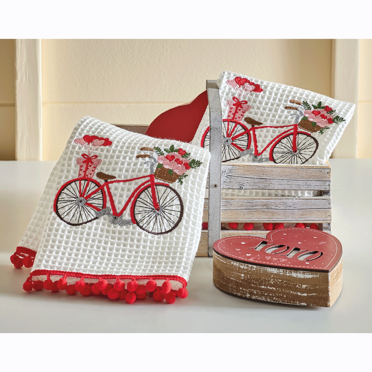 Set of 2 Little Red Bike Towels | Ginny's