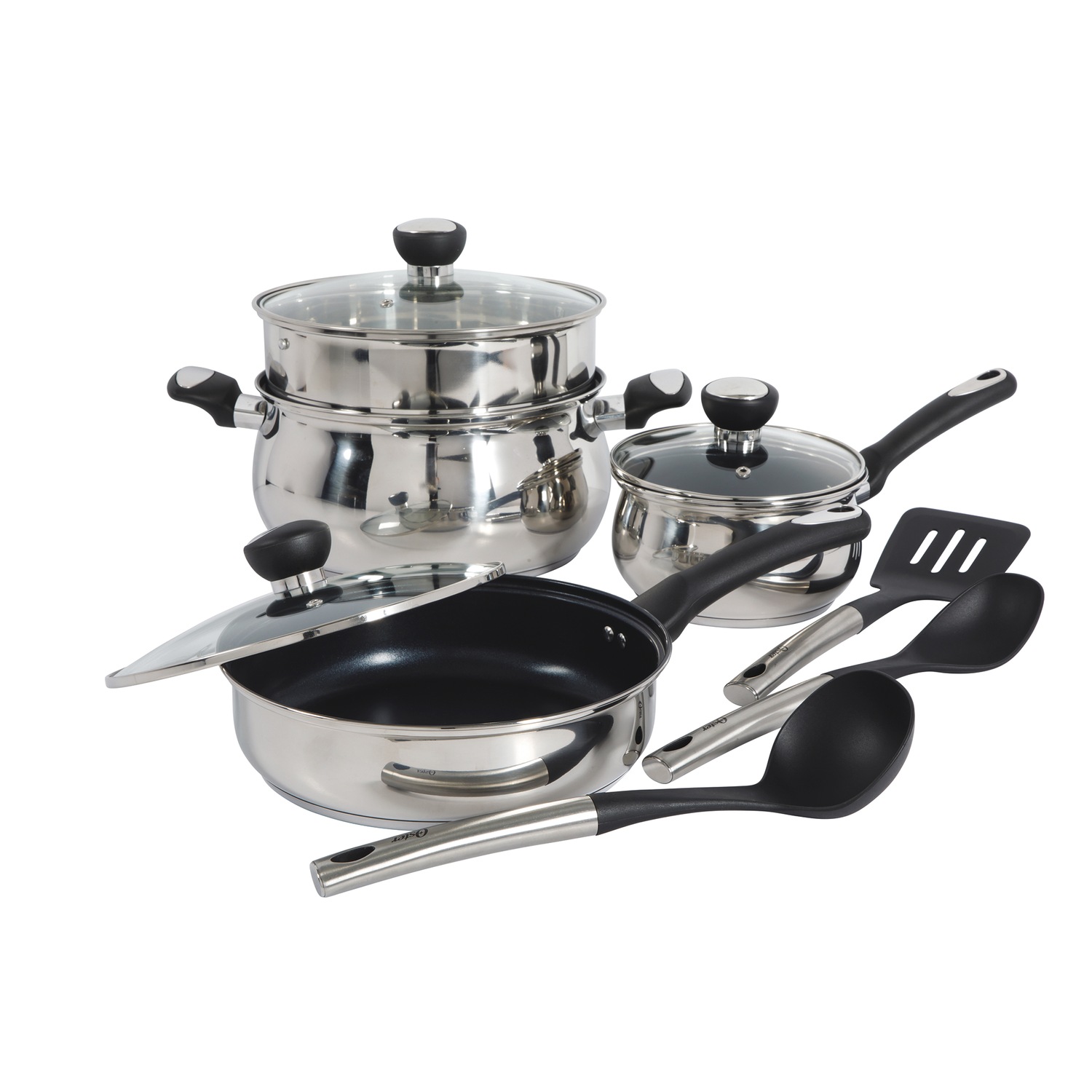 Oster Baldwyn 10-Piece Stainless Steel Cookware Set | Ginny's