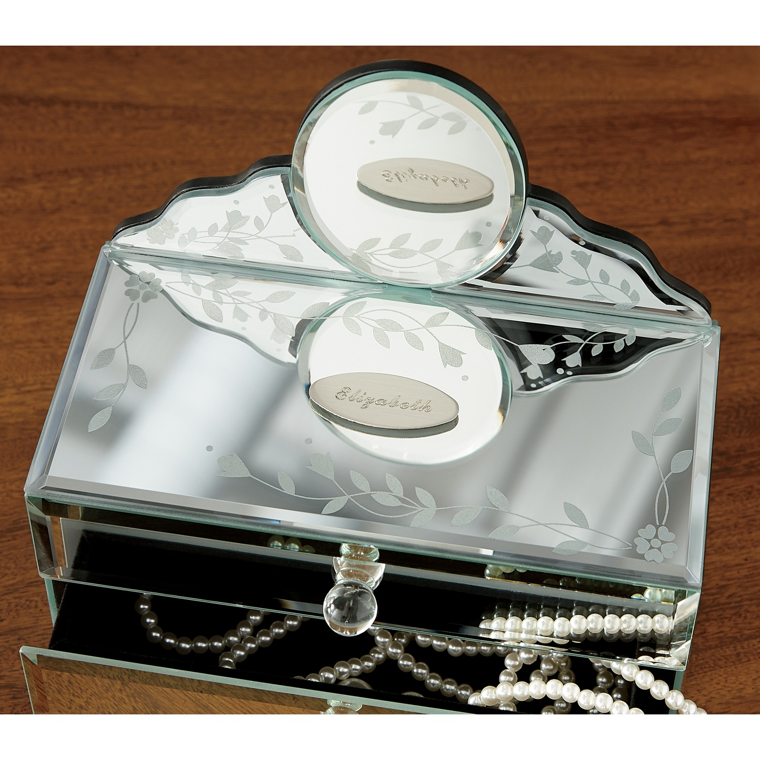Personalized Mirrored Jewelry Box with Drawers | Ginny's