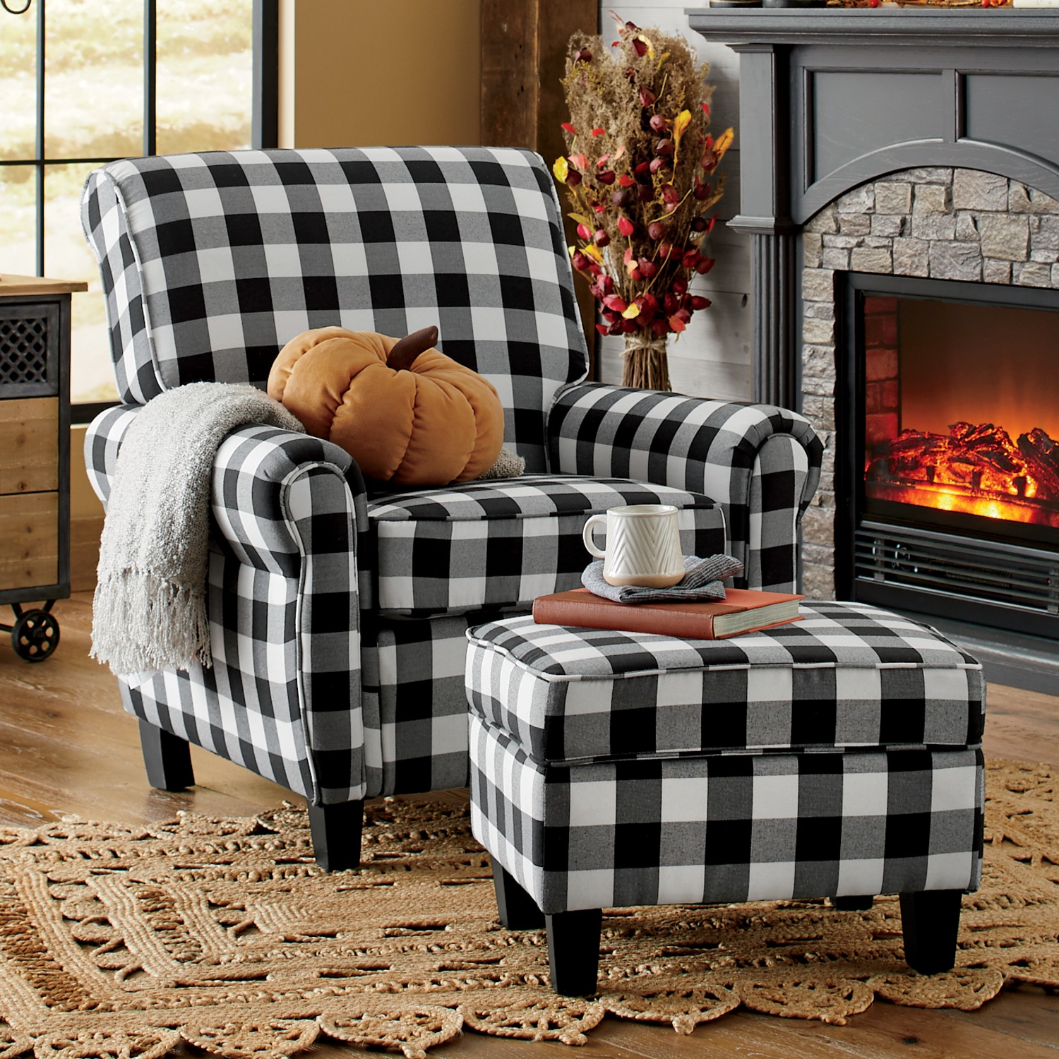 Buffalo Check Armchair and Ottoman | Ginny's