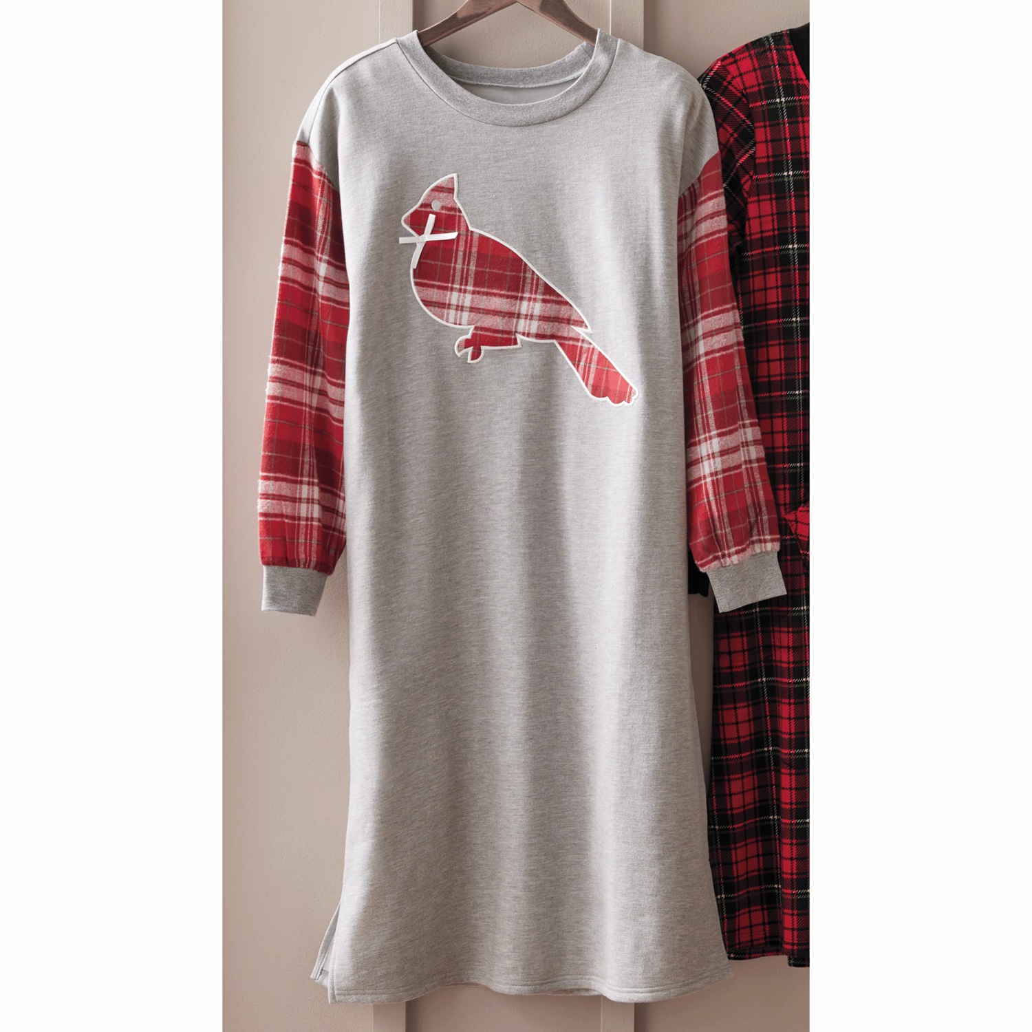 Cardinal-Appliqued Nightgown in Soft Sweatshirt Fleece | Ginny's