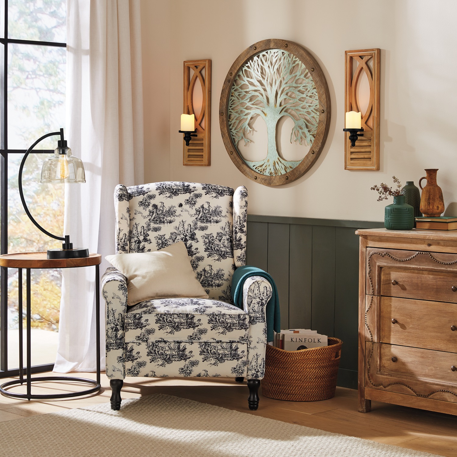 Toile Wingback Recliner | Ginny's