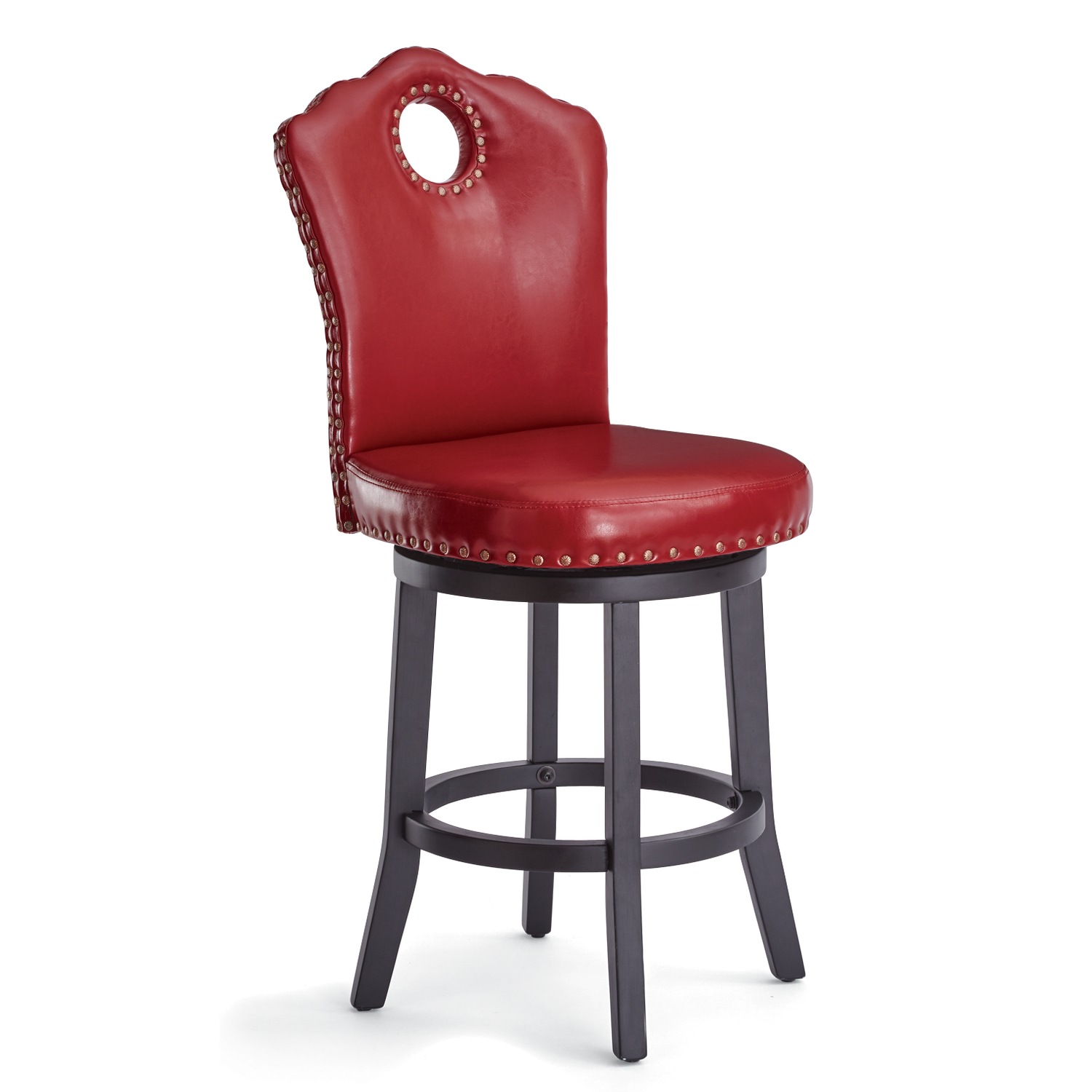 High-Back Swivel Bar Stool with Nailhead Trim | Ginny's
