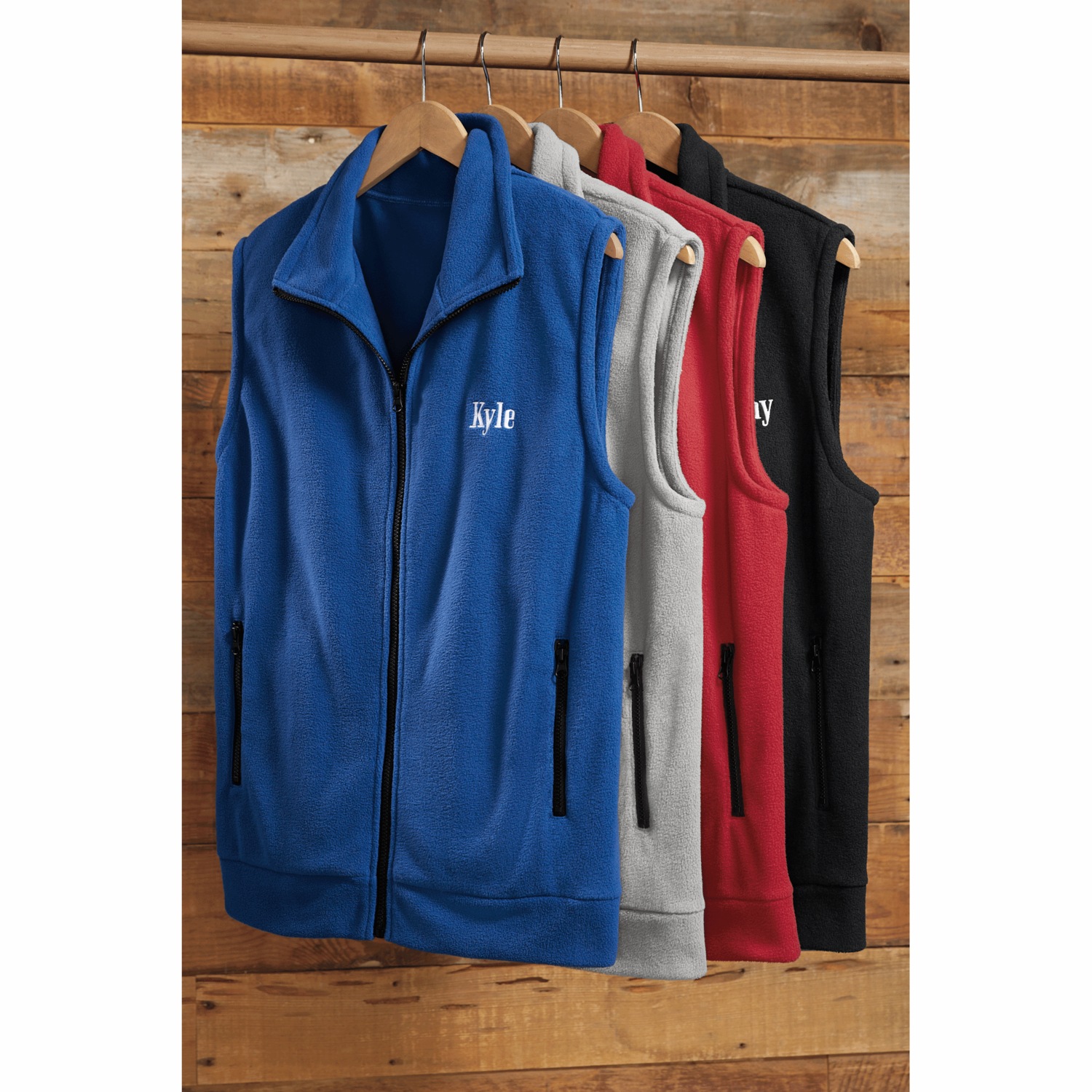 Personalized Men's Fleece Vest with Front Zipper and Embroidered Name ...