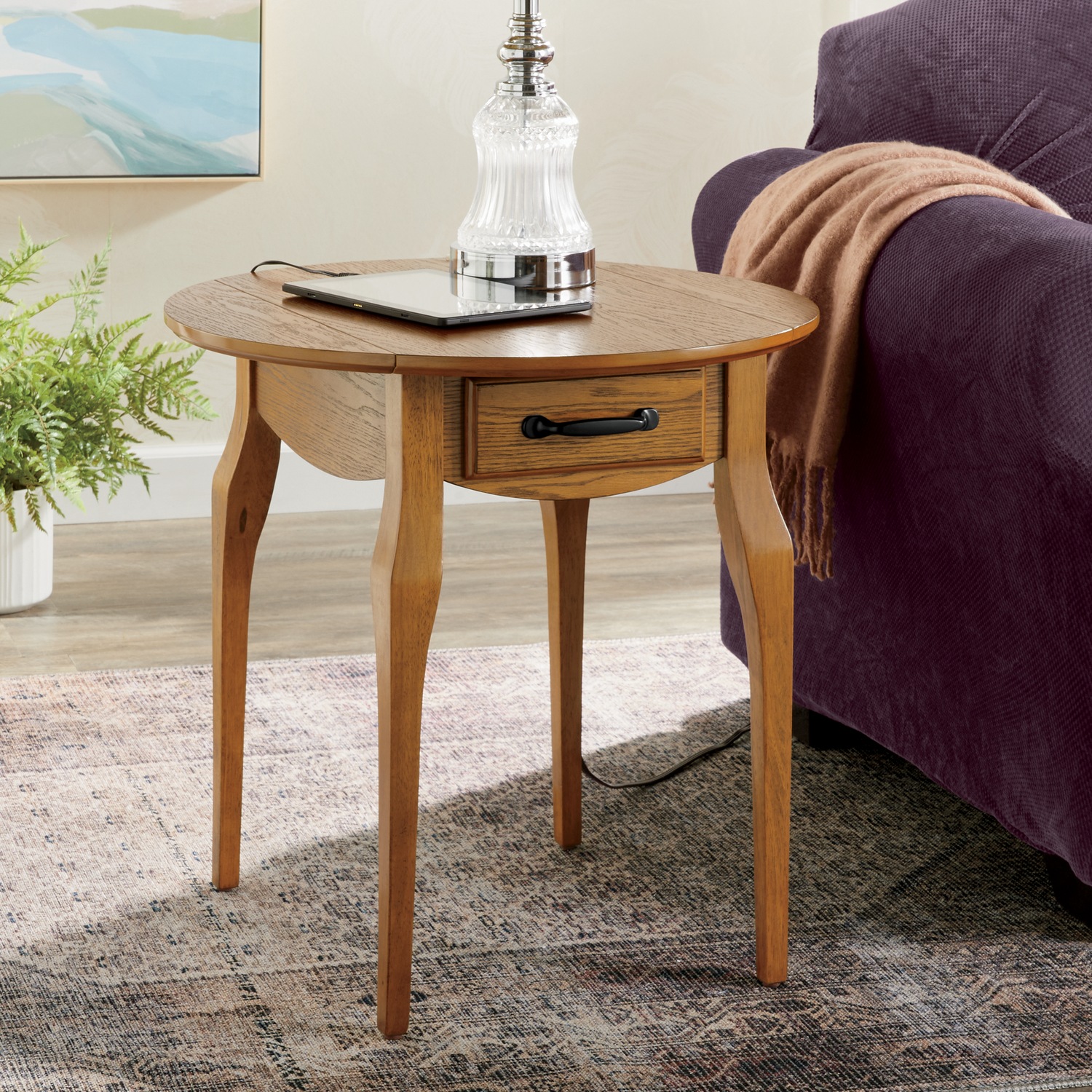 Drop Leaf Powered Side Table | Ginny's