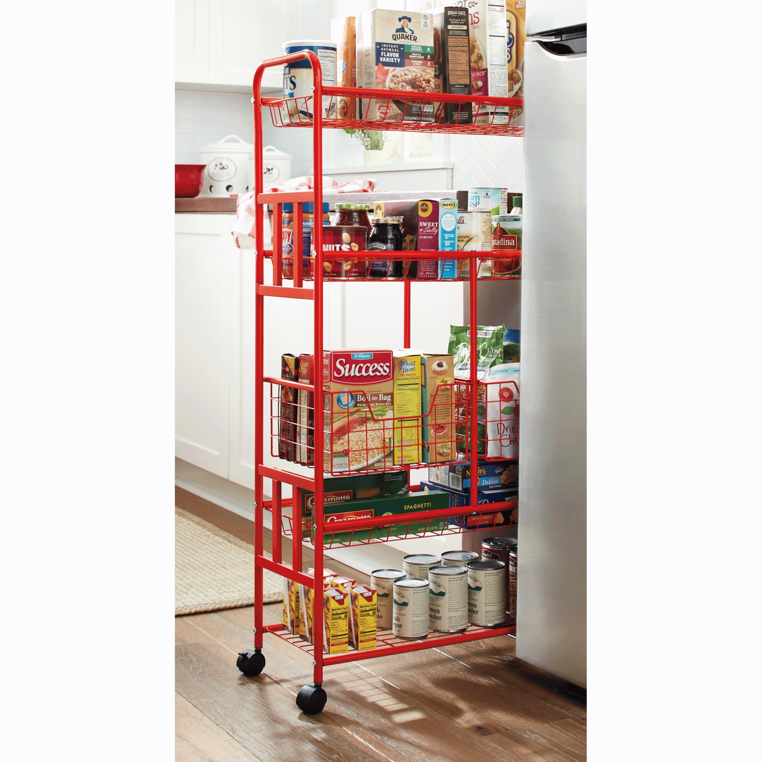 Tall slim rolling pantry store