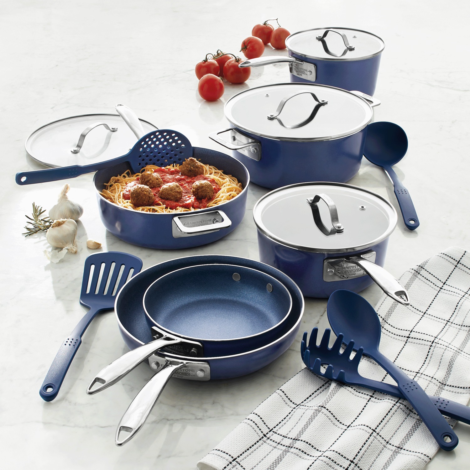 Granitestone Blue 15-Piece Stackmaster Cookware Set | Ginny's
