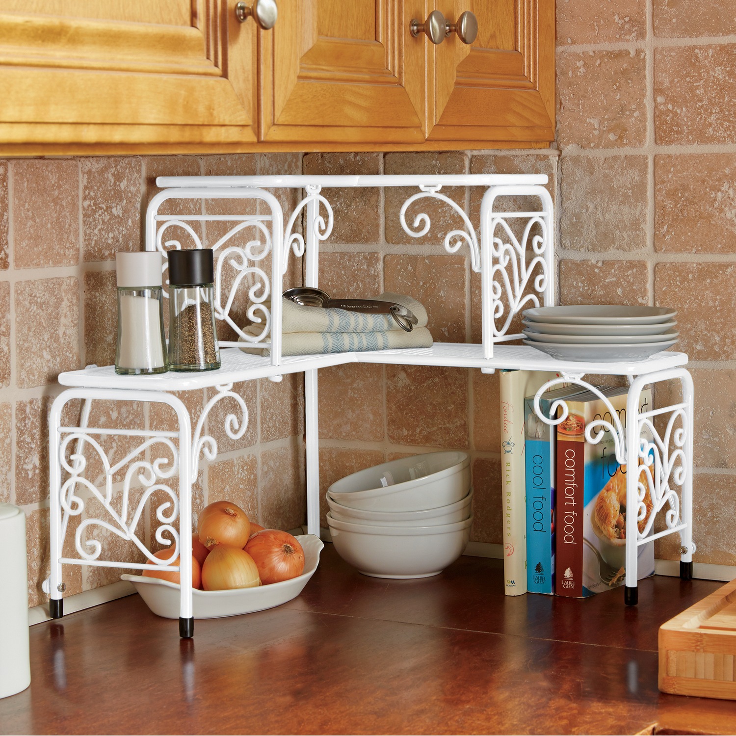 Steel corner shelf for kitchen store