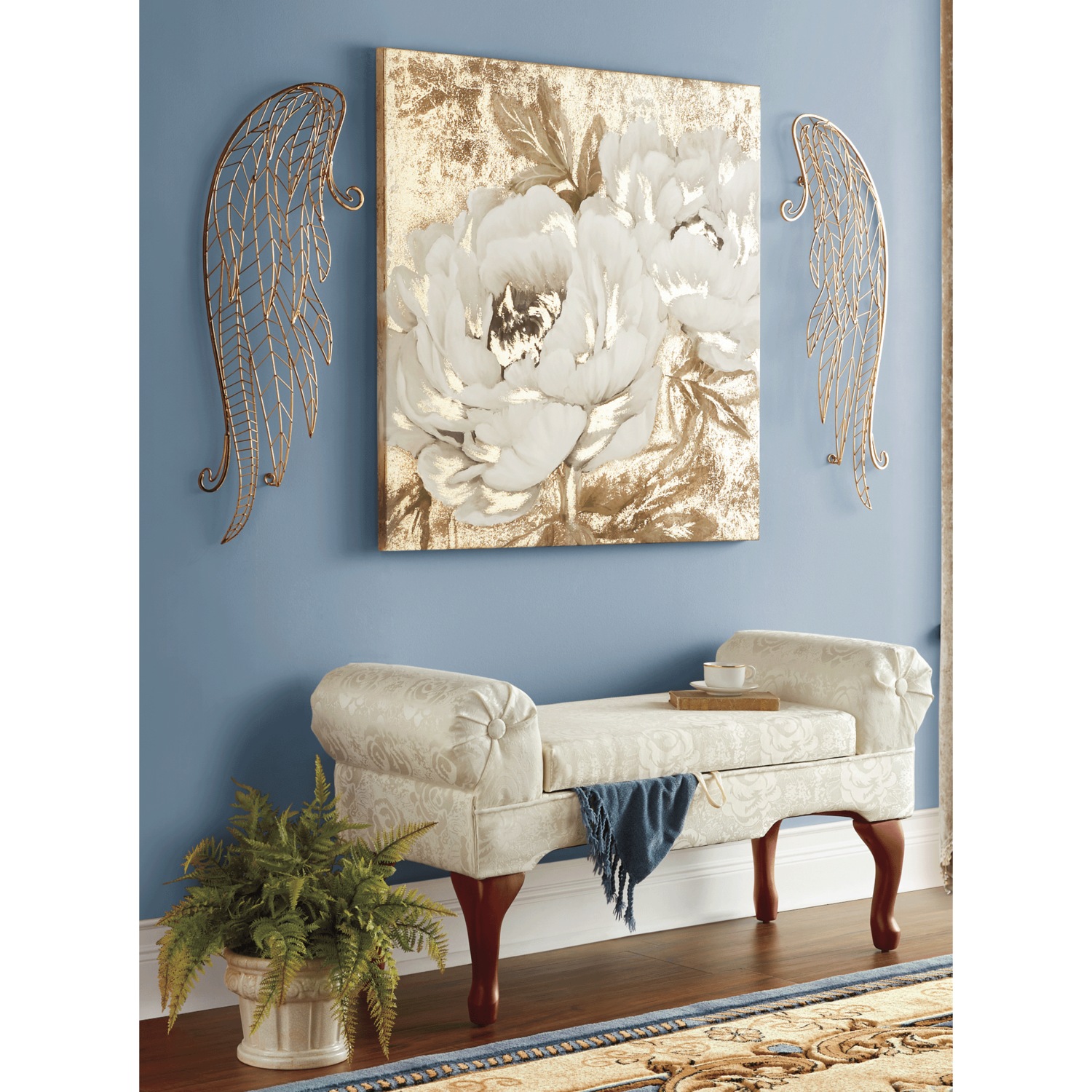 Ginny s Rose Storage Bench Fabric Ivory